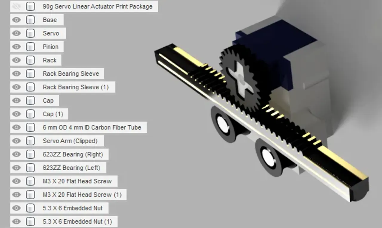 9g Servo Linear Actuator (Ball Bearing) by N7 Cat | Download free STL ...