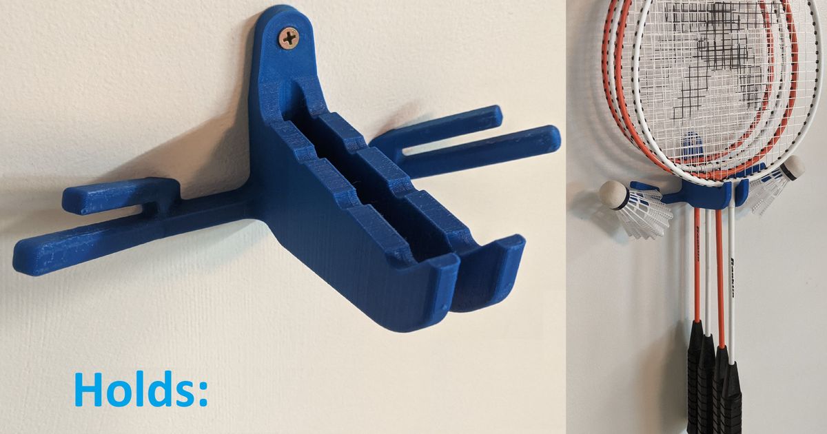 Badminton Set Wall Bracket by UWcharlie1983 | Download free STL model ...