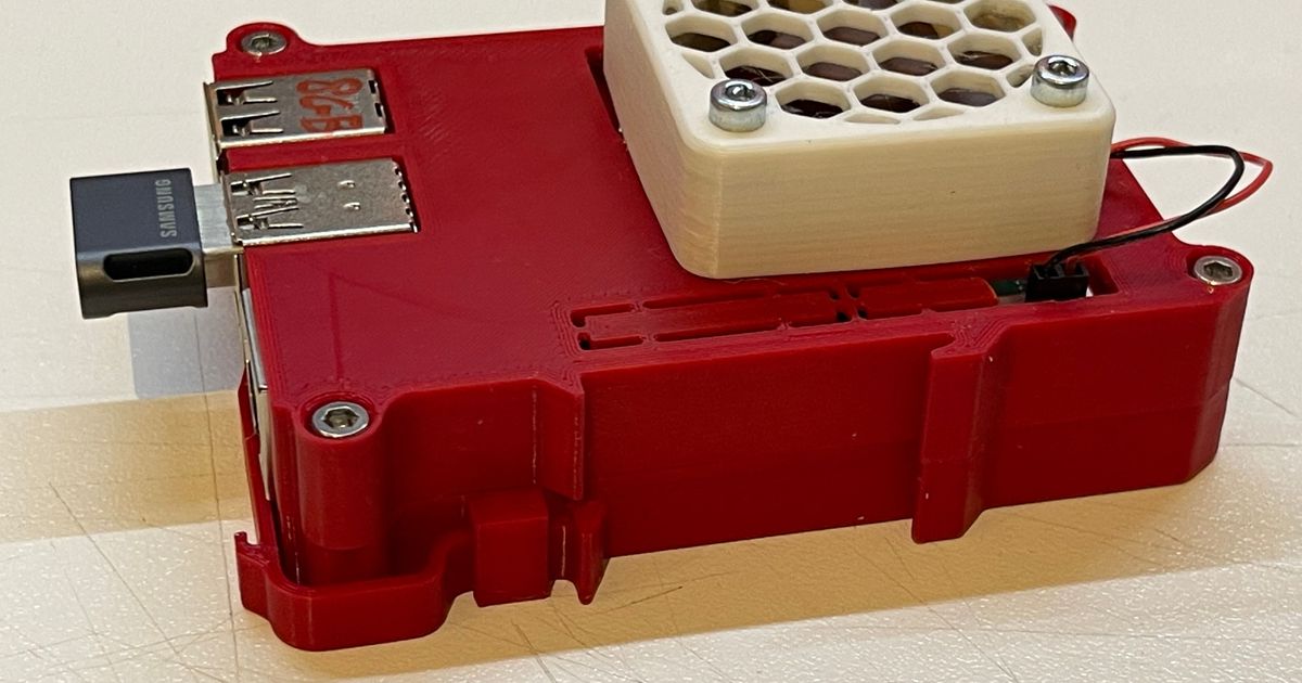 Raspberry Pi 4 DIN rail case with 40mm fan and threaded inserts by ...