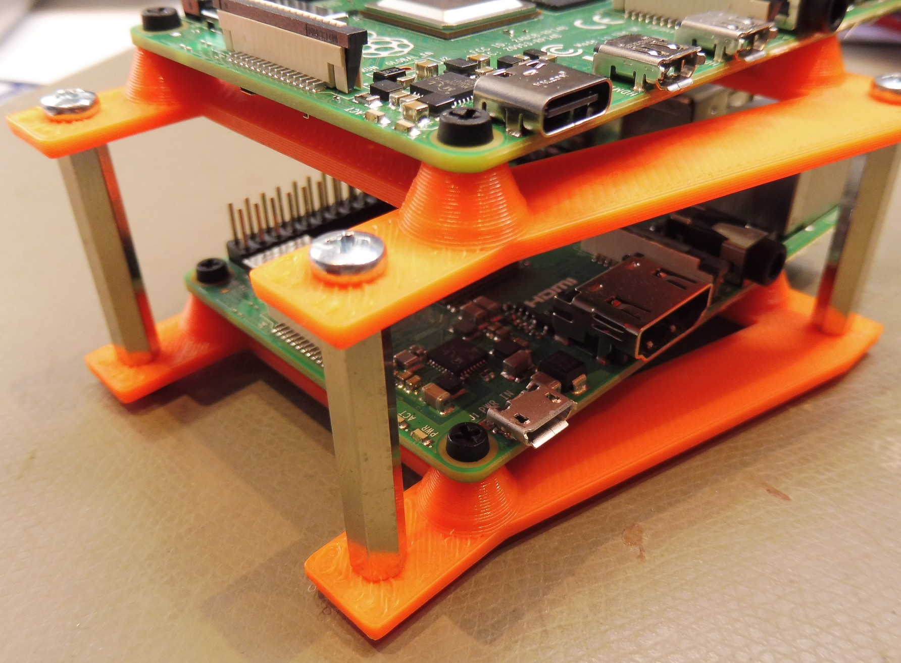 Simple Raspberry Pi rack / stack mount by hli | Download free STL model ...