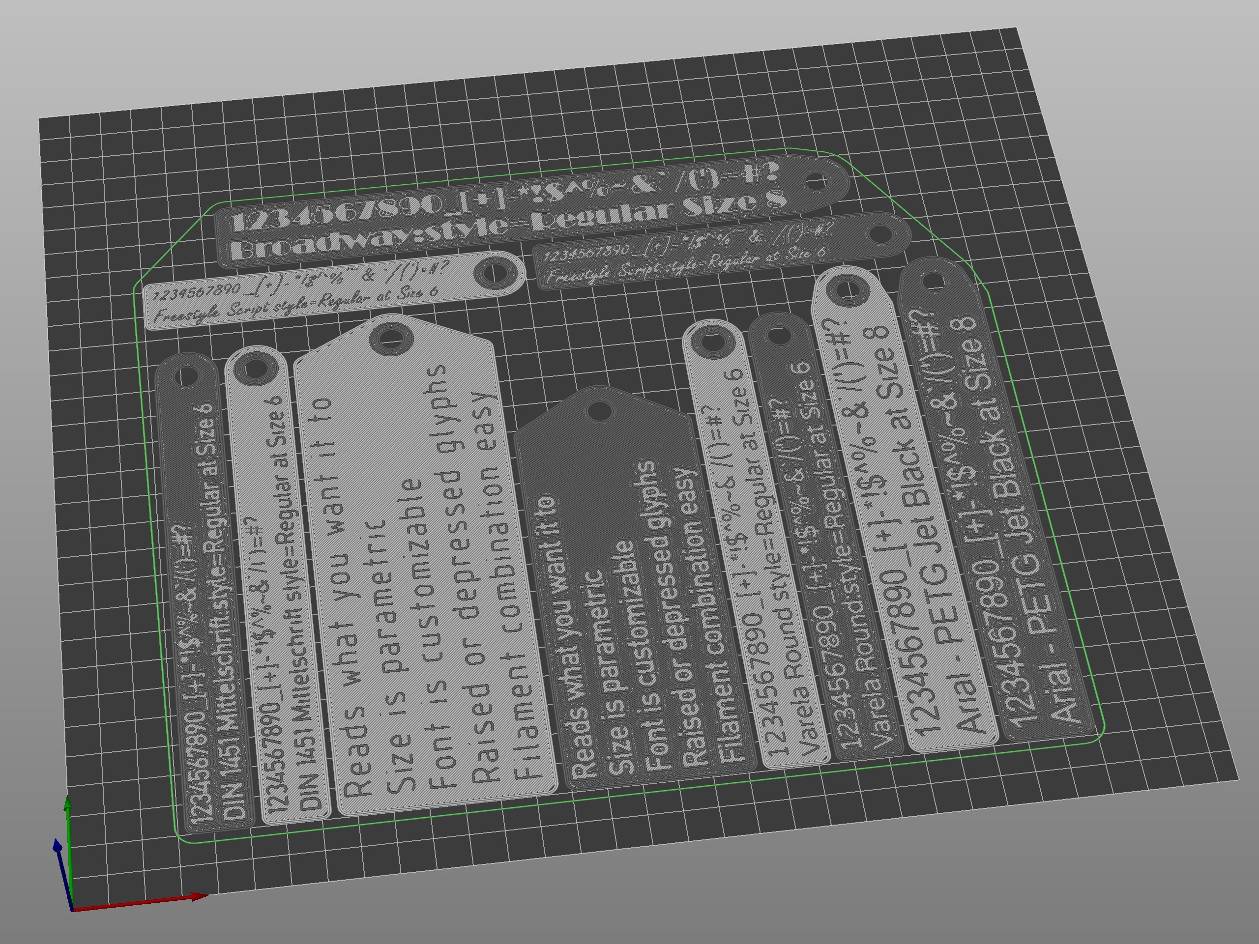 Font swatches parametric | Luggage or baggage or filament tag ...