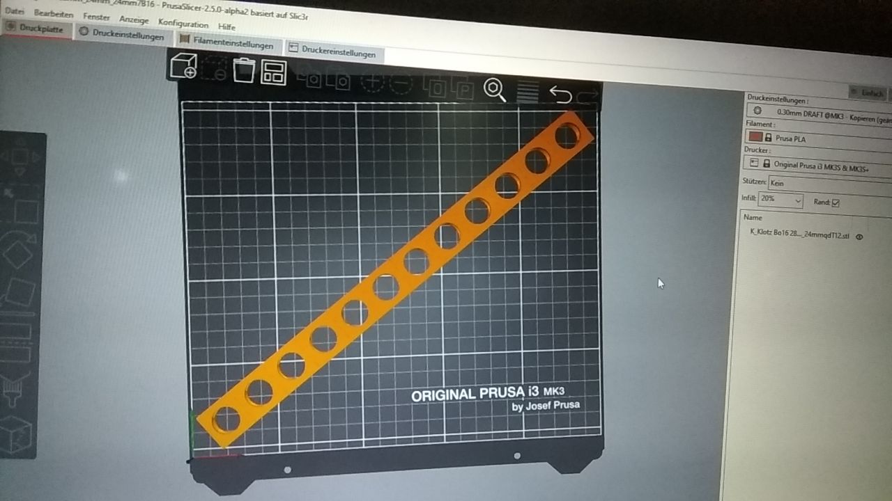 Pro K_Klotz Stab 288mm *24mm *24mm mit 16mm Bohrungen allseitig by tew ...
