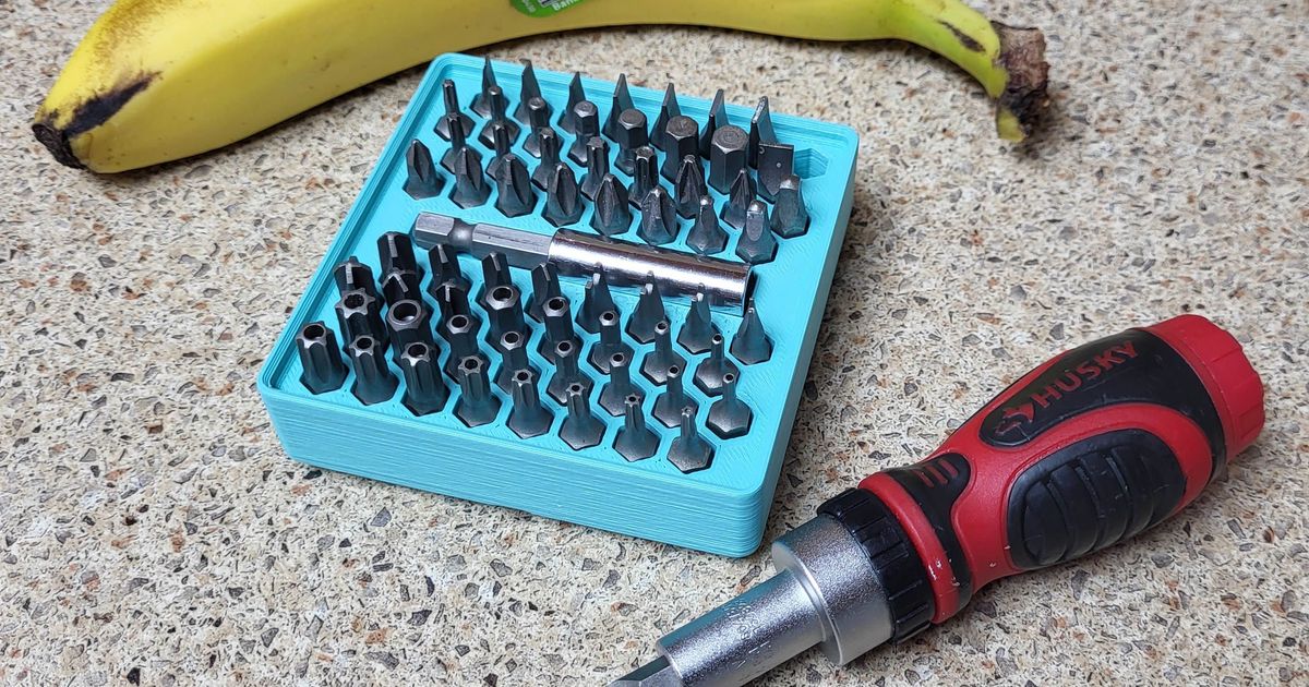 Gridfinity 2x2 holder for hex screwdriver bits Remixed by Longracks Labs - MakerWorld
