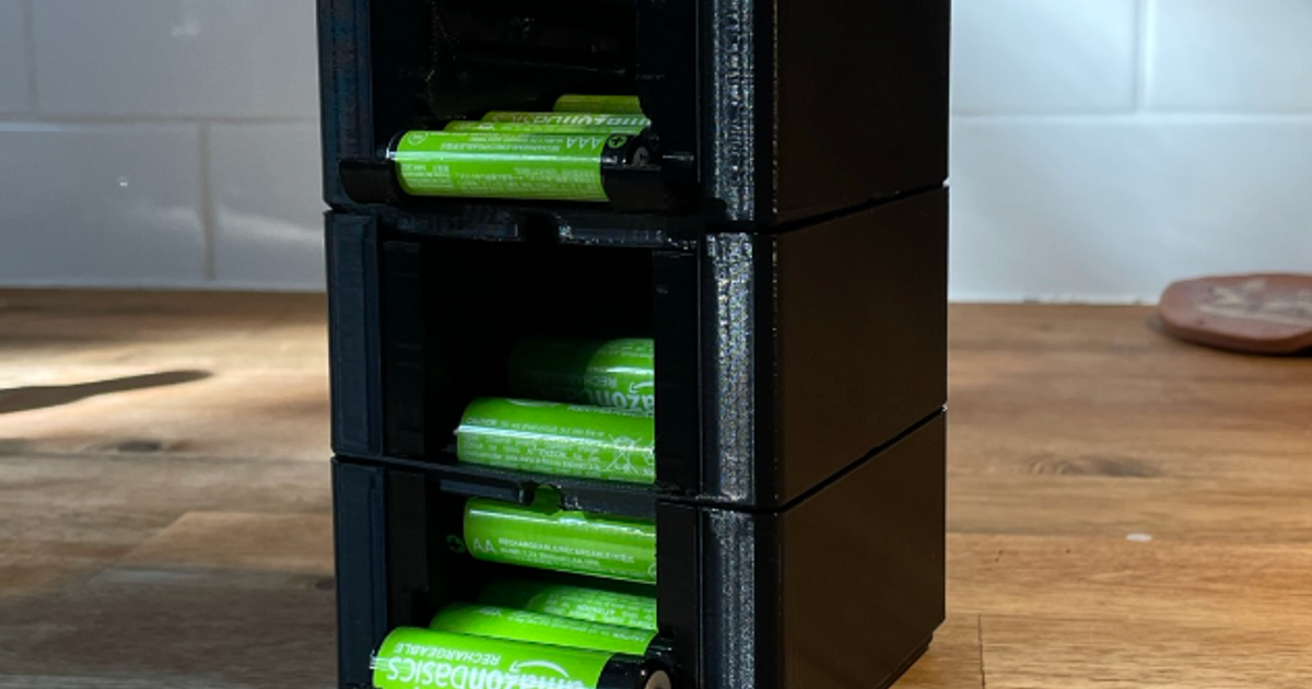 Gridfinity magnet stackable battery dispenser for Amazon Basics ...