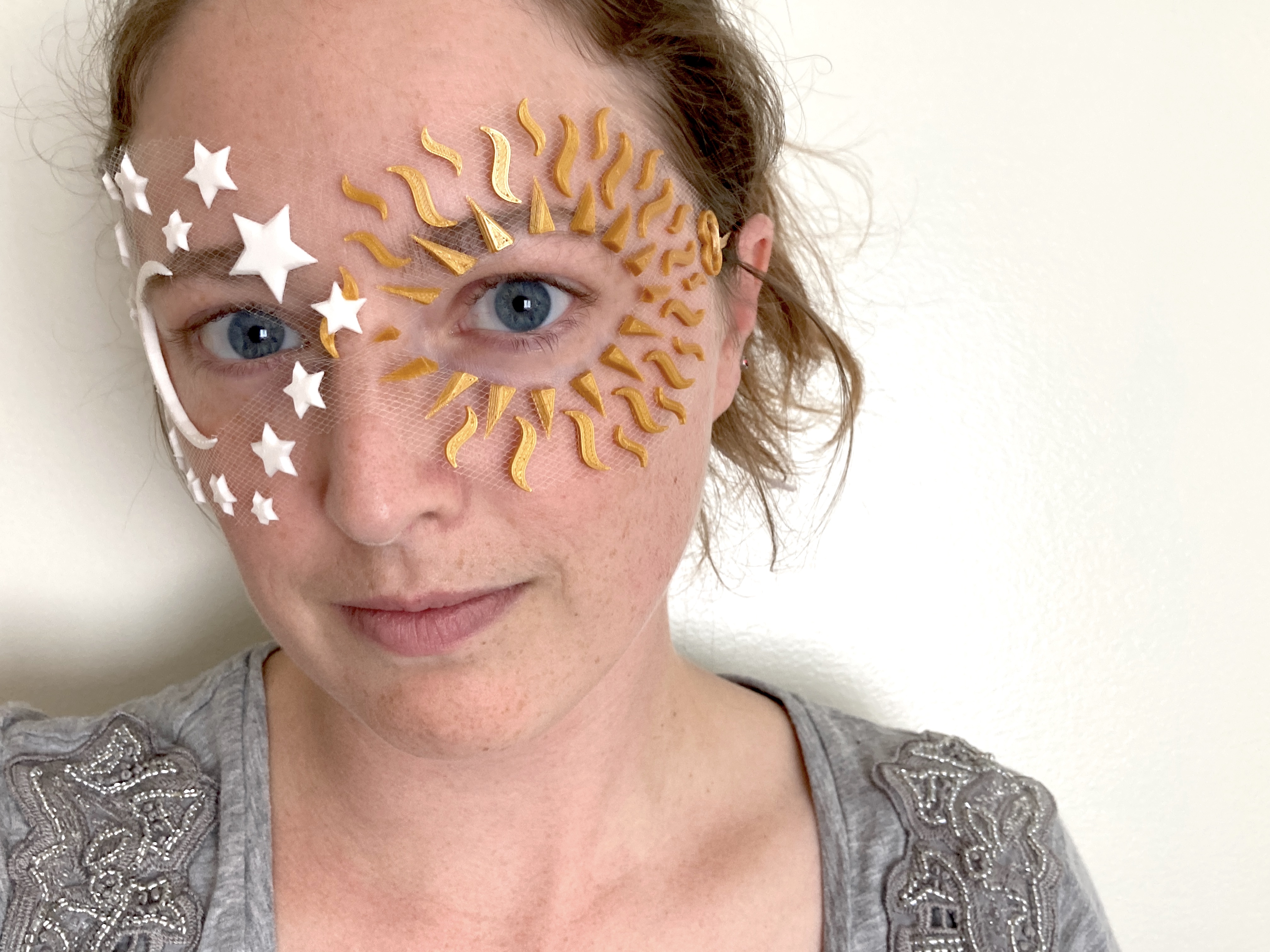 Floating Moon and Stars with Sun Rays Masquerade Mask by ...