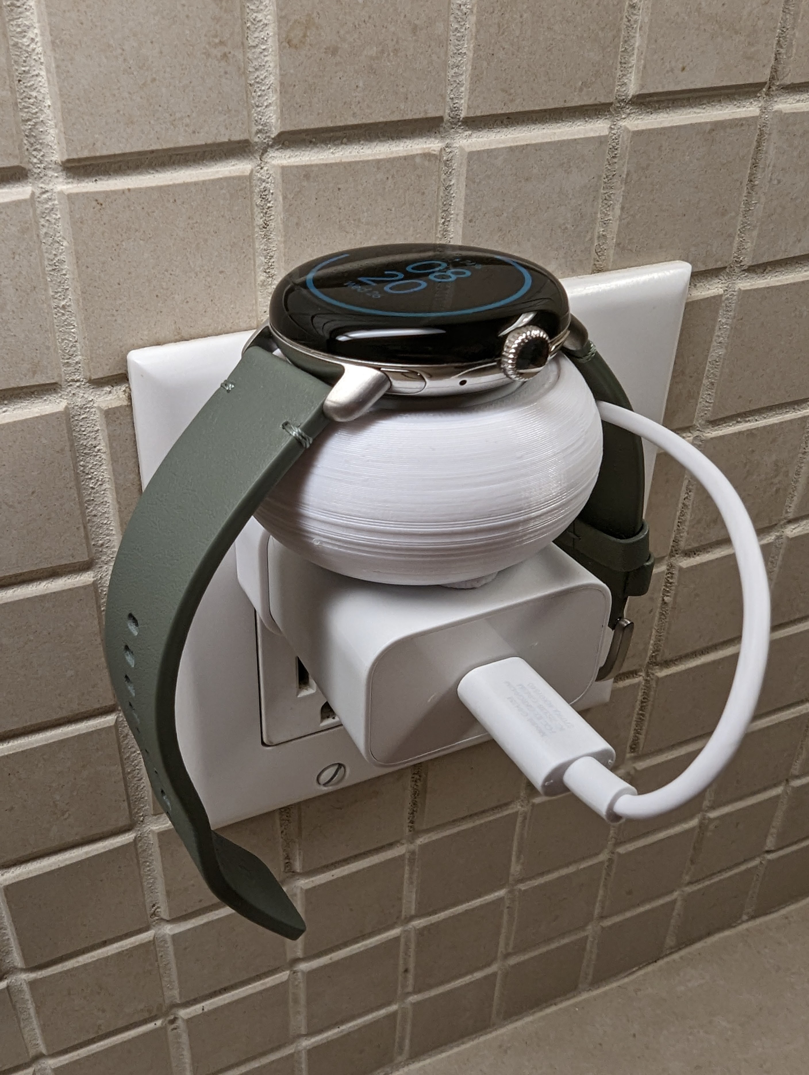 Pixel Watch gen 1 charger with cable winder and plug mount (USB-C & USB ...