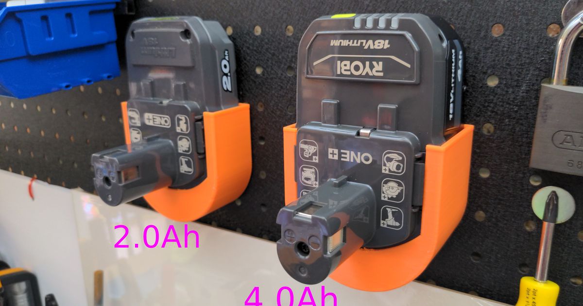 Ryobi One+ 4AH Pegboard Battery Holder by snrkl | Download free STL ...