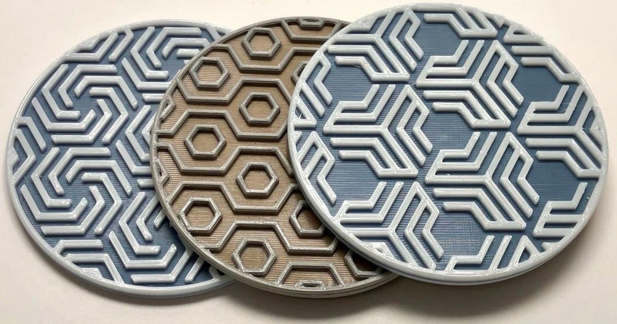 Hex Pattern Coasters With Drip Ring by Josh Carter | Download free STL ...