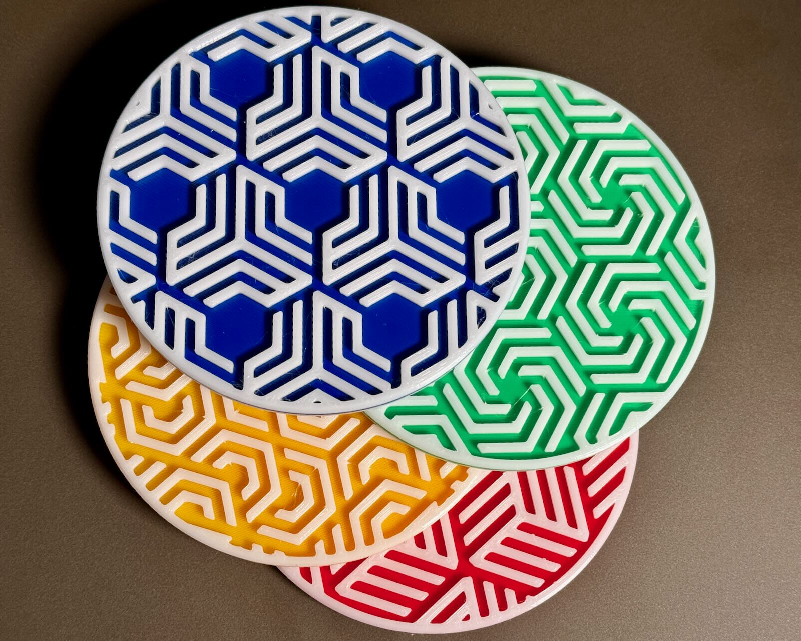 Hex Pattern Coasters With Drip Ring by Josh Carter | Download free STL ...