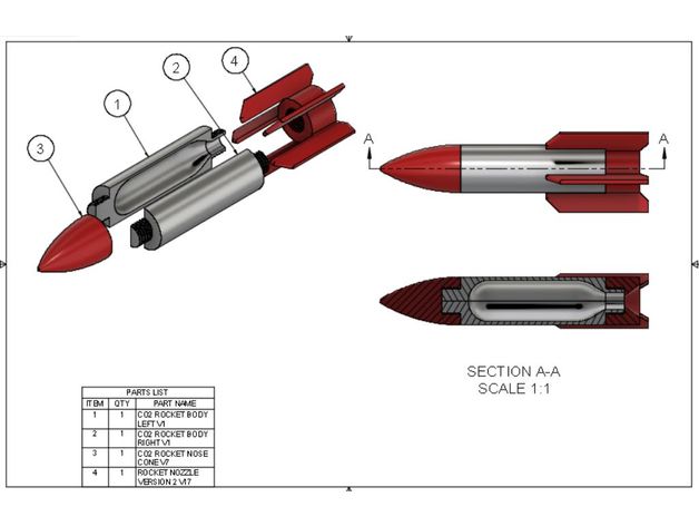 CO2 Rocket by Yabousa | Download free STL model | Printables.com