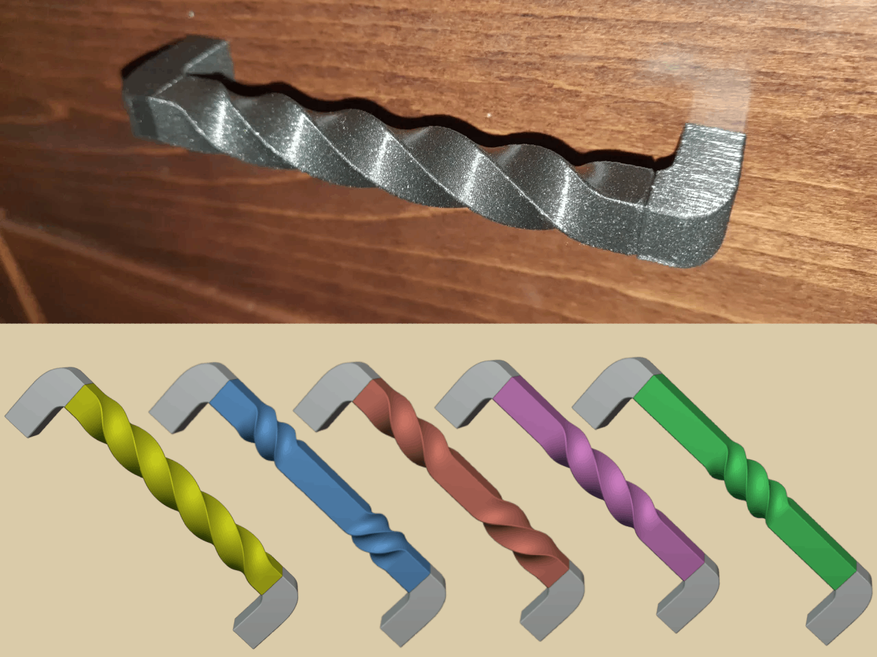 🔁 Multiple modern twisted cabinet/drawer handles. by sh | Download free ...