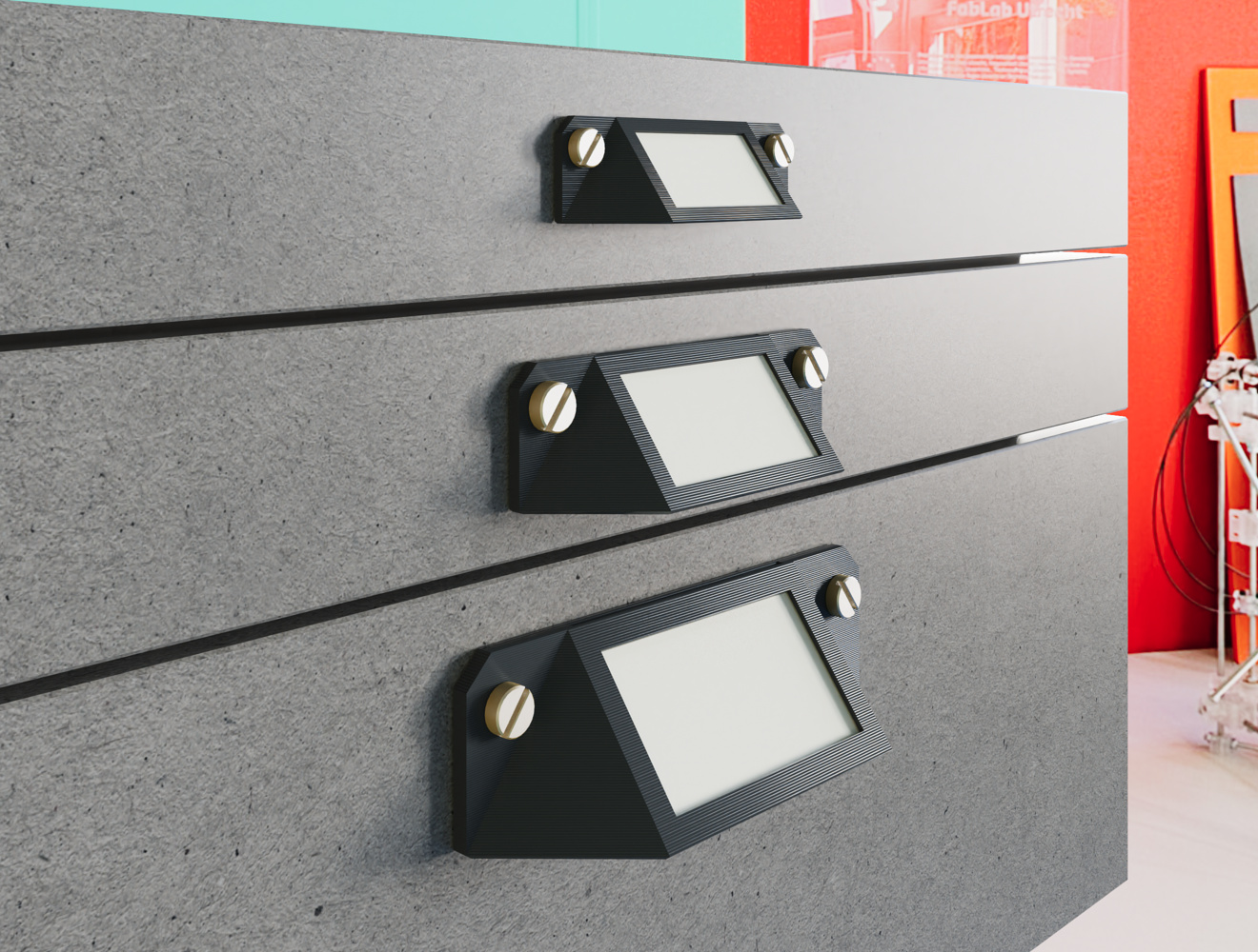 Drawer handle with label slot - different sizes by ateldsign | Download ...