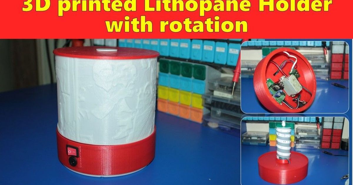 3D printed 360 Degree lithophane with rotation and multi color light by ...