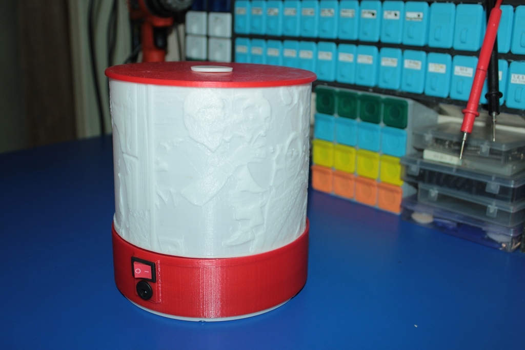 3D printed 360 Degree lithophane with rotation and multi color light by ...