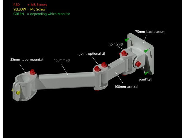 Modular 75mm VESA monitor arm by SenjiEQ | Download free STL model ...