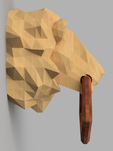 Low Poly Lion Head Knob by Tomtom5893 | Download free STL model ...