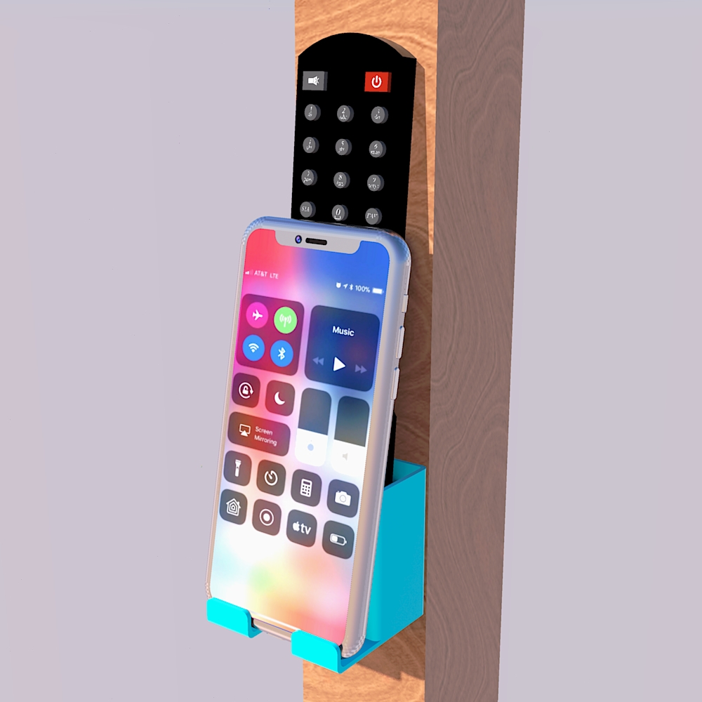 Universal Remote Holder With Phone or Cable Hanger by Frikarte3D ...