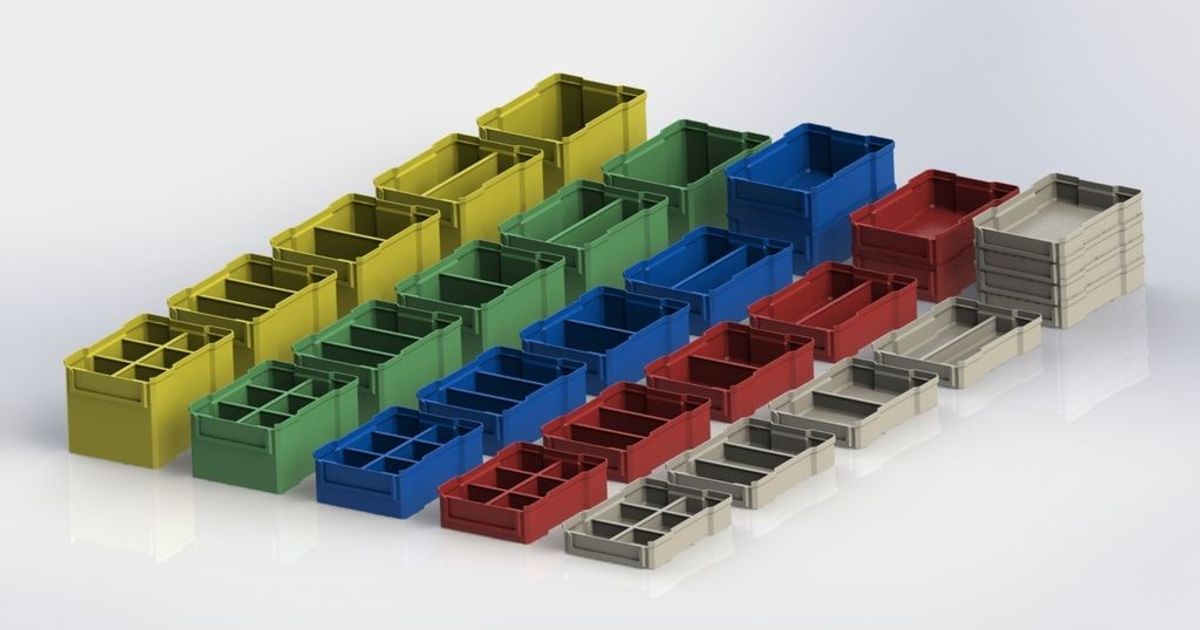 Stackable Boxes with Front Labels Set by Nemesis | Download free STL ...