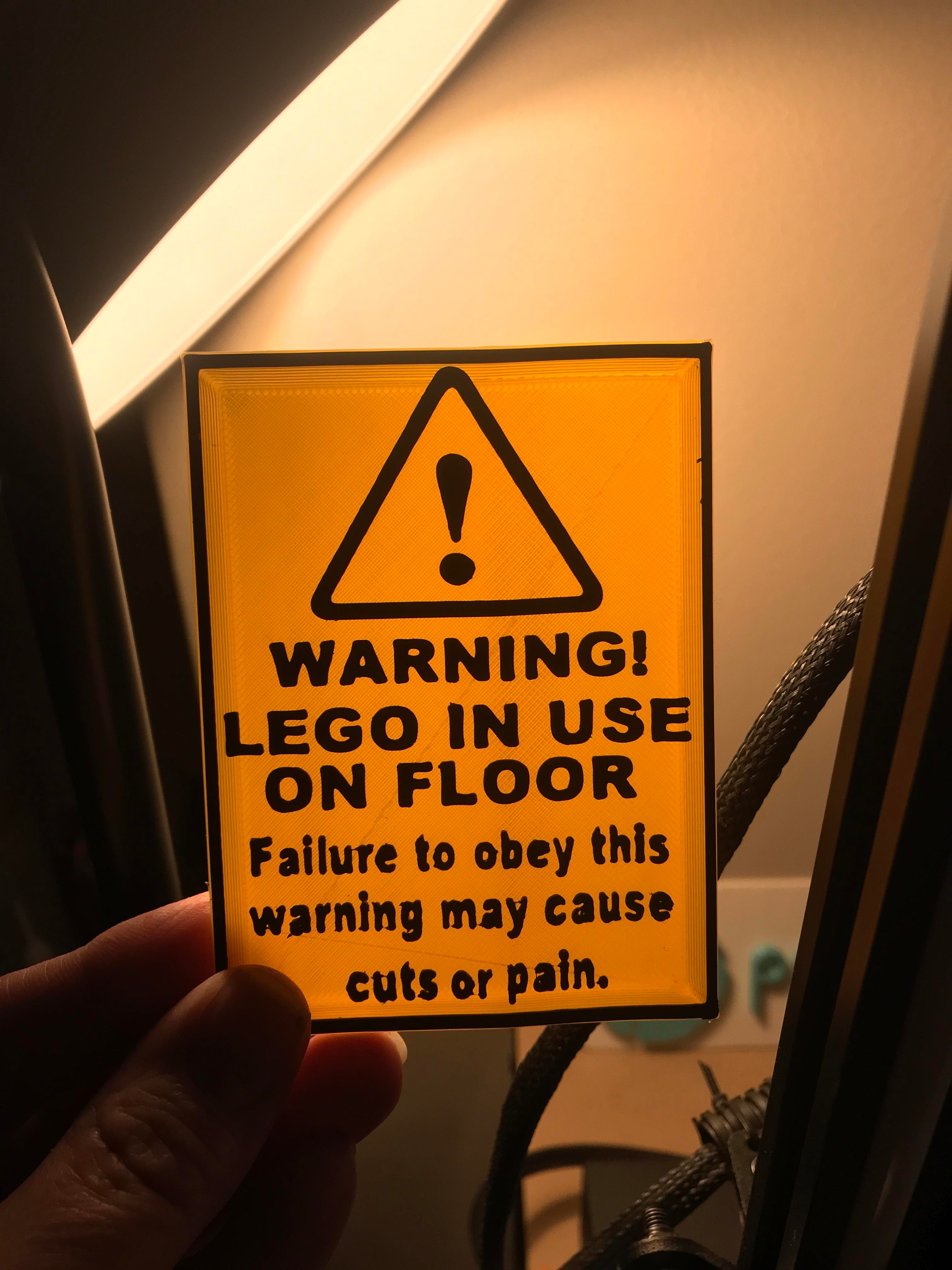 WARNING LEGO IN USE ON FLOOR SIGN by MattGerman | Download free STL ...