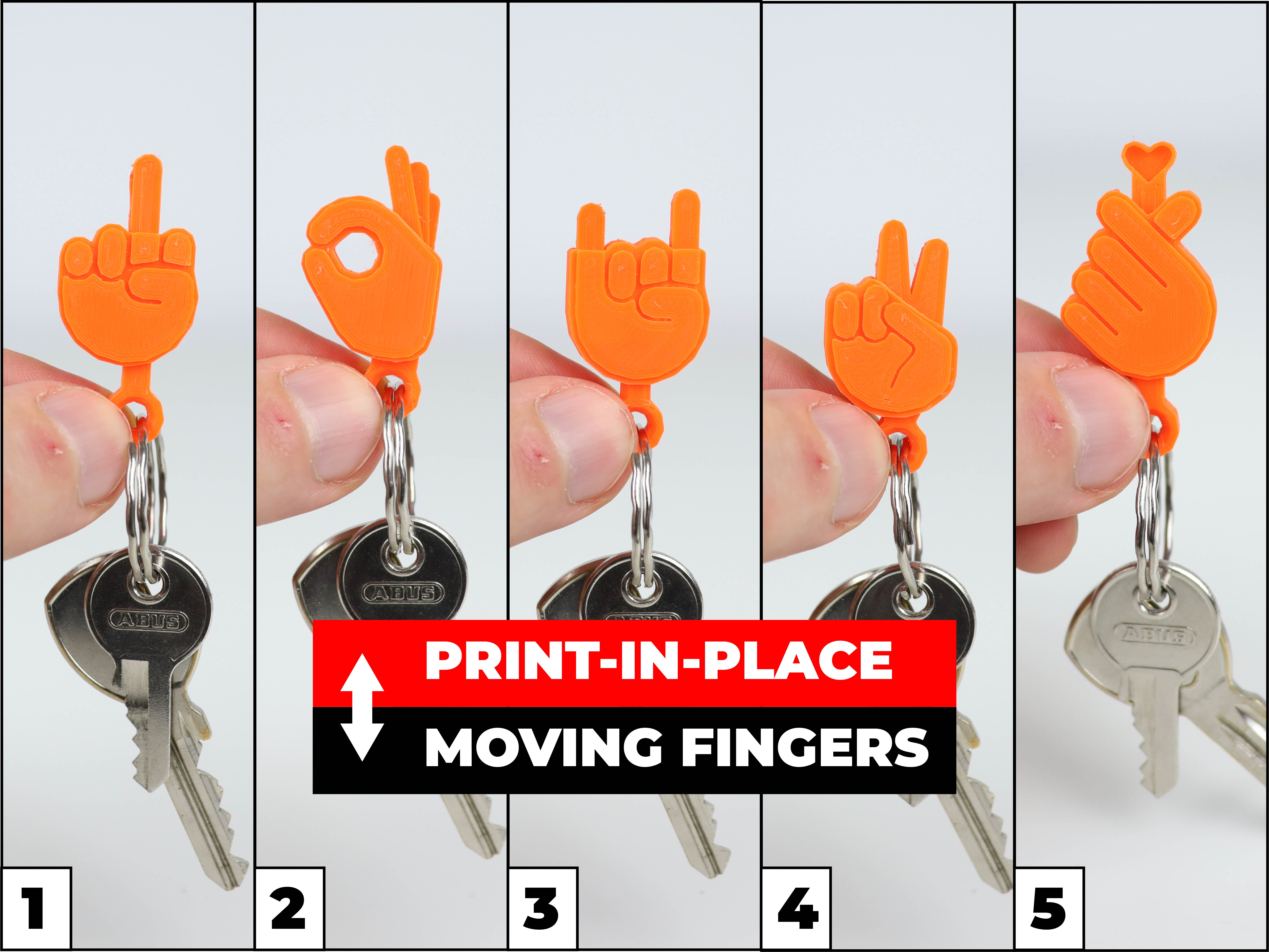 PRINT-IN-PLACE MOVING HAND SIGN KEYCHAINS by CUBE3DWORLD | Download ...