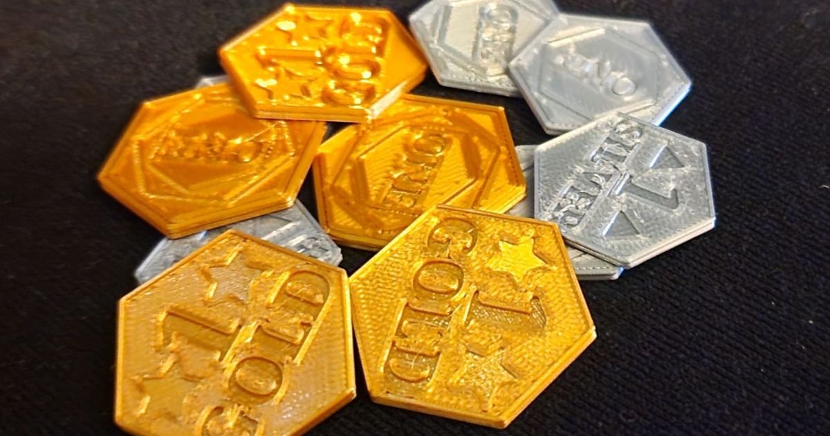 Gold & Silver Hex Coins by Triple G Workshop | Download free STL model ...