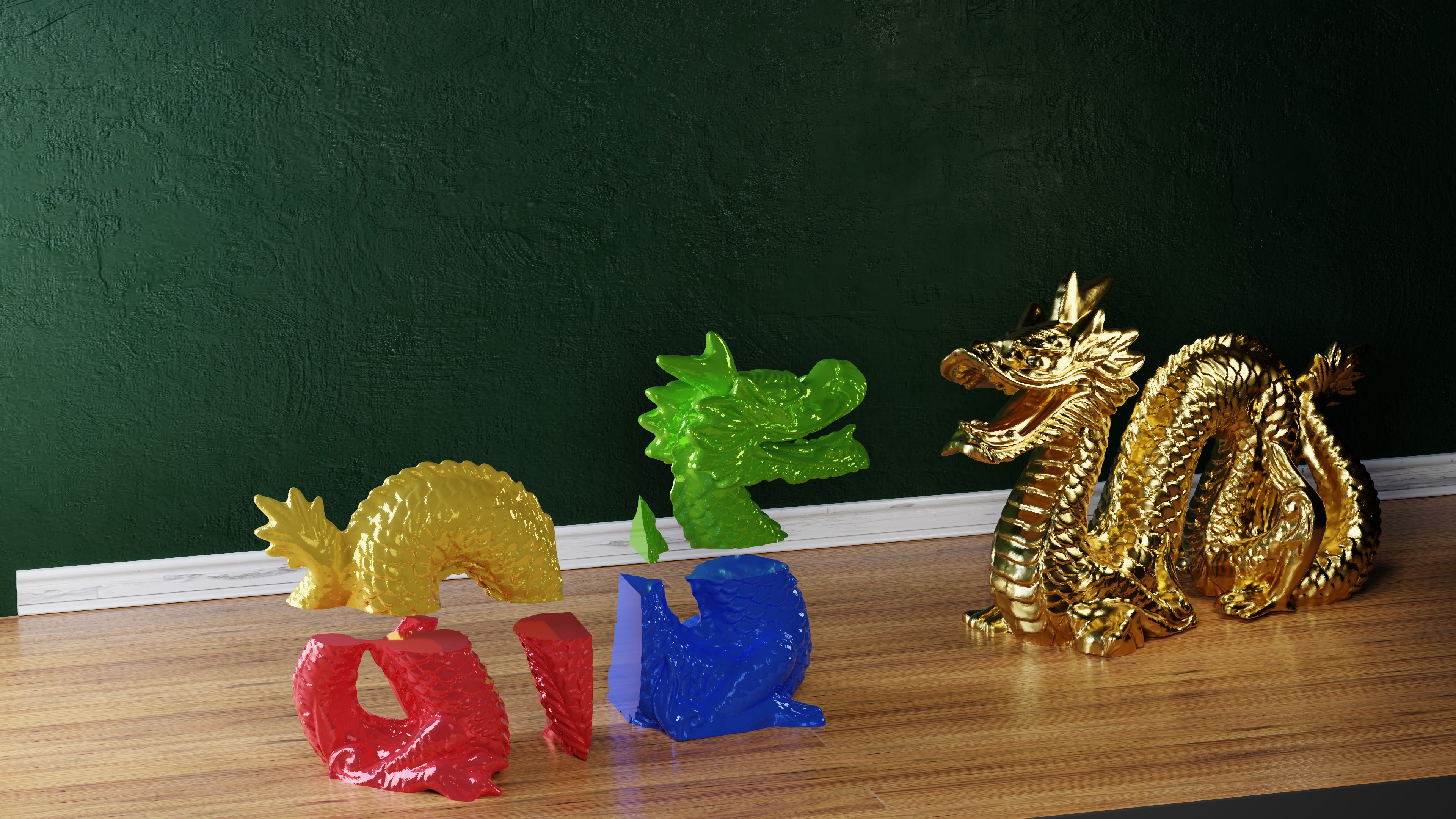 Very large Chinese Dragon in 4 Parts, glues together up to 0,5 Meter in ...