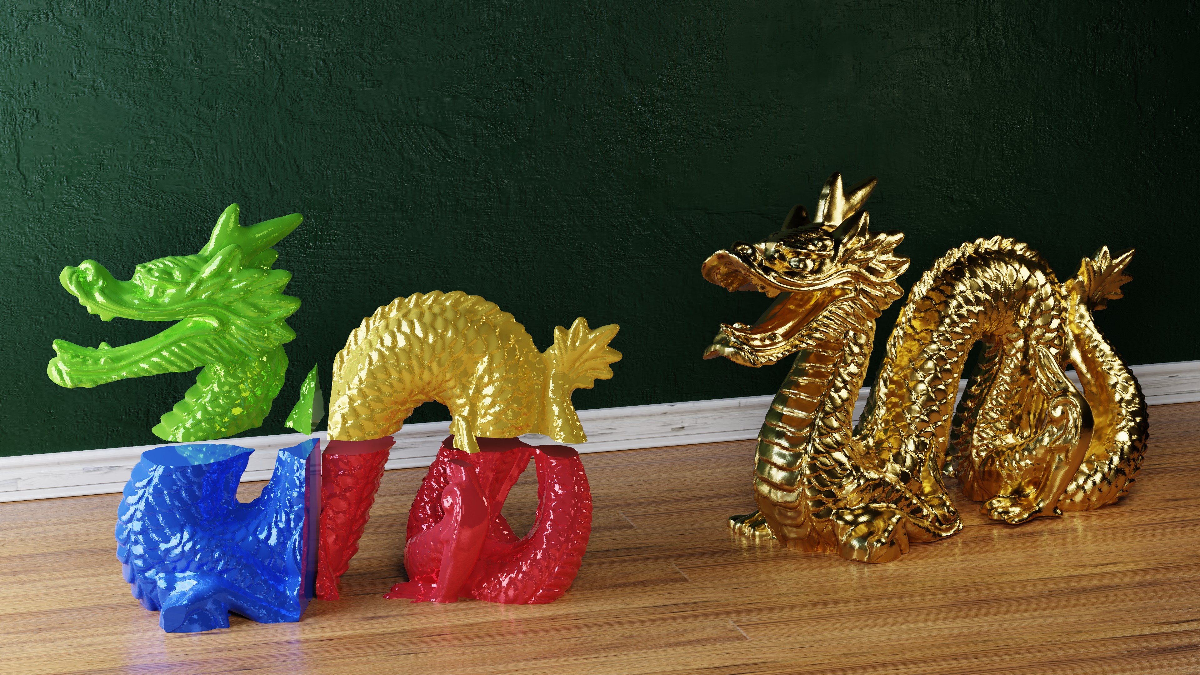 Very large Chinese Dragon in 4 Parts, glues together up to 0,5 Meter in ...