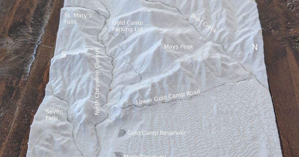 Topographical Map: Cheyenne Canyon, Colorado Springs, CO, USA by layer ...