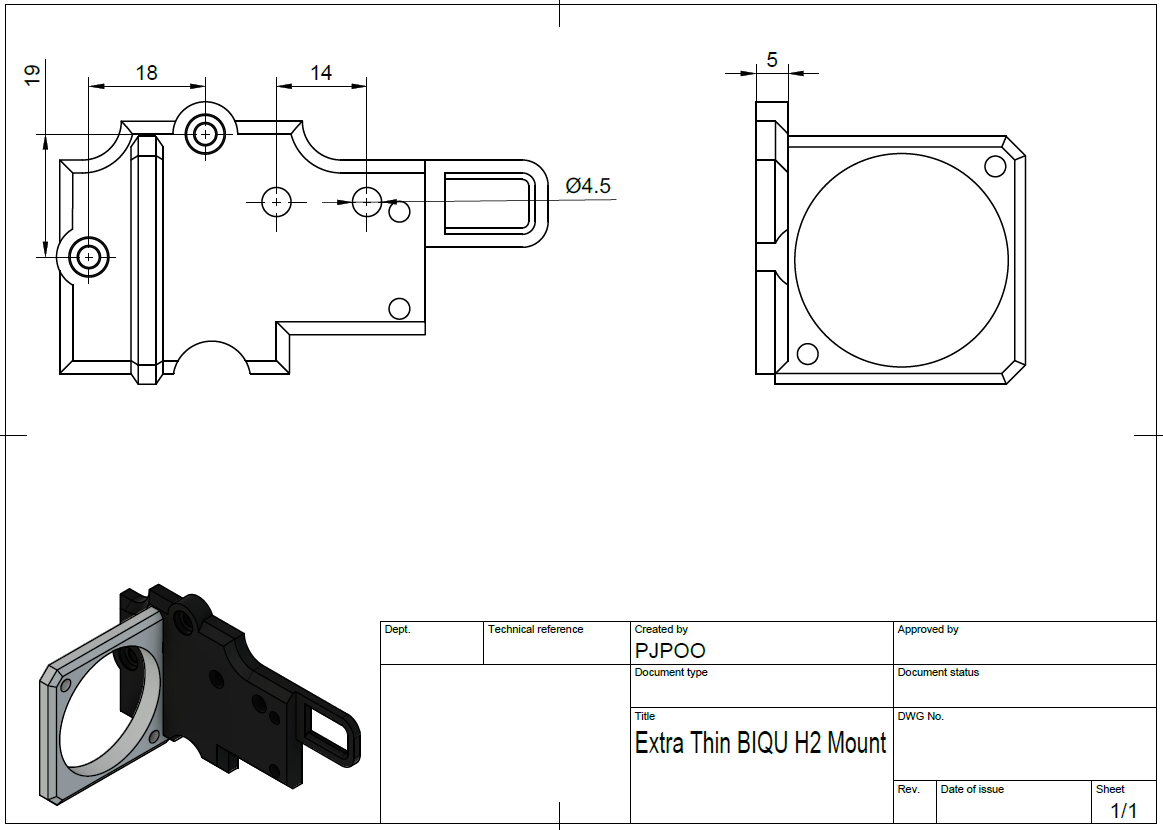Extra Thin BIQU H2 Mount (MAD Compatible) - Ender 3 by PJ R | Download ...