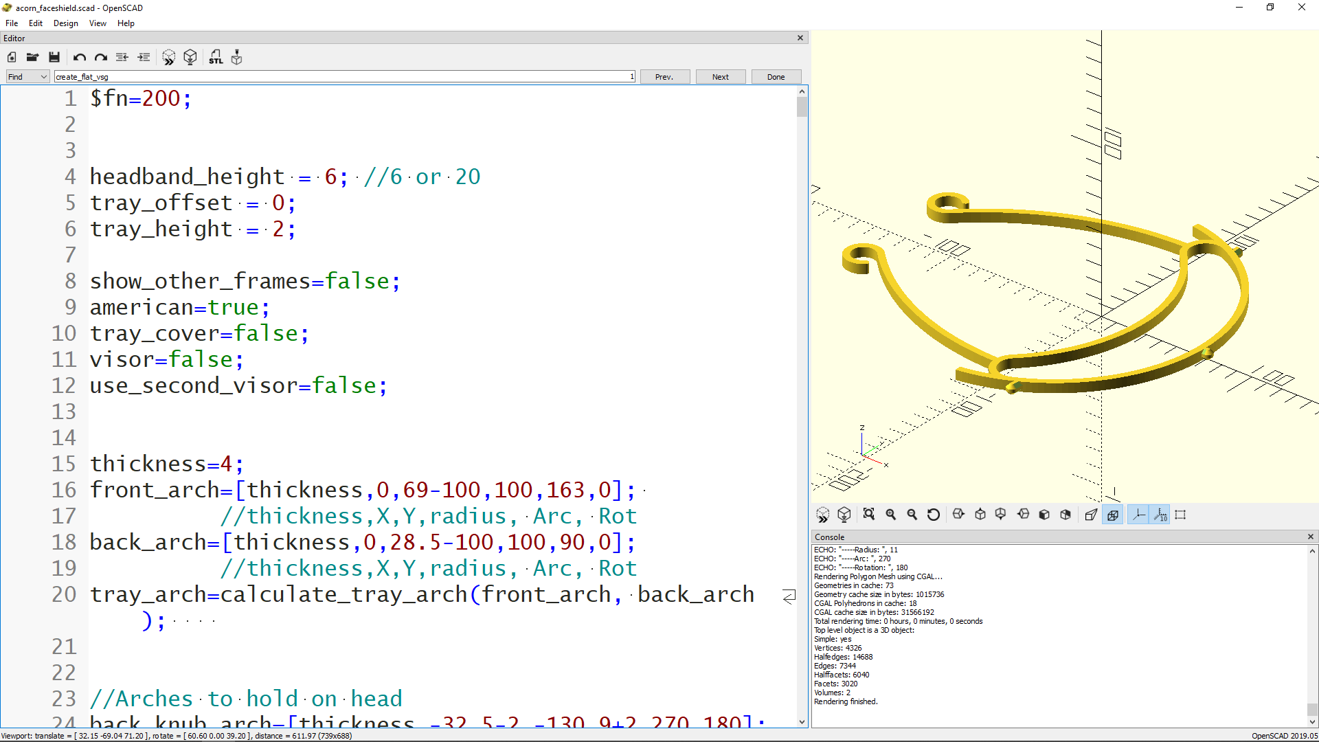 Acorn Face Shield Openscad files and such by iqless | Download free STL ...
