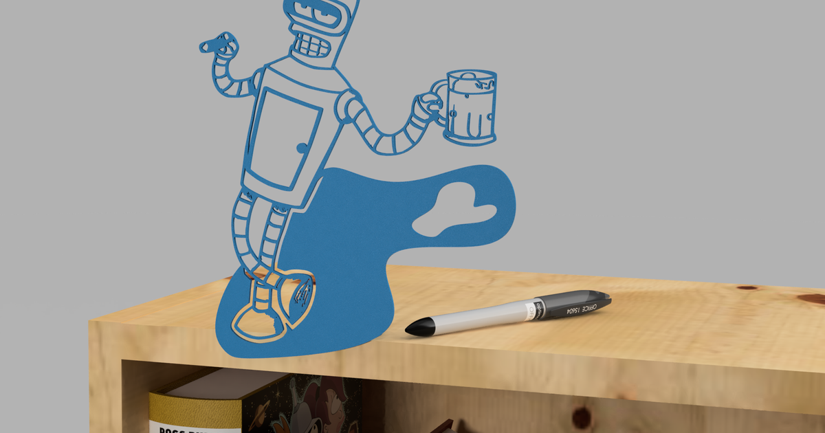 Bender from Futurama, with a cigar & beer by Joe | Download free STL ...