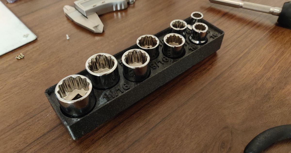 Gridfinity: 8pc Stanley Socket Holder (Metric) by Quarren42 | Download ...