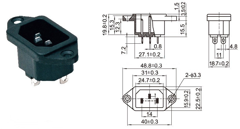 C14 Power Inlet/Socket Stencil by kaje | Download free STL model ...
