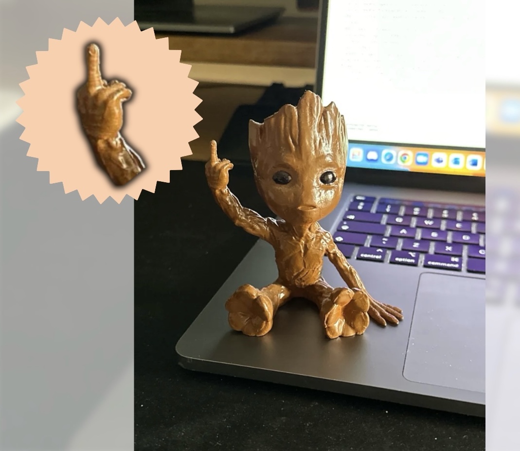 Baby Groot Middle Finger Planter V2 by ifon | Download free STL model ...