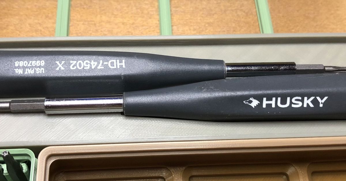 Gridfinity 1x4 Husky precision driver compartment by nerd_merdules | Download free STL model ...