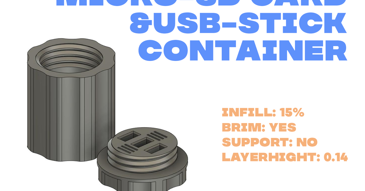 USB stick & micro-SD card container/holder by liangodesigns | Download ...