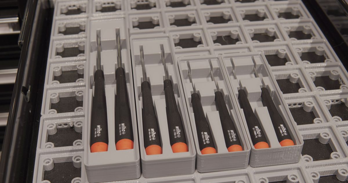 Gridfinity Wiha Screwdriver Holder Remixed by Tuxydoh - MakerWorld
