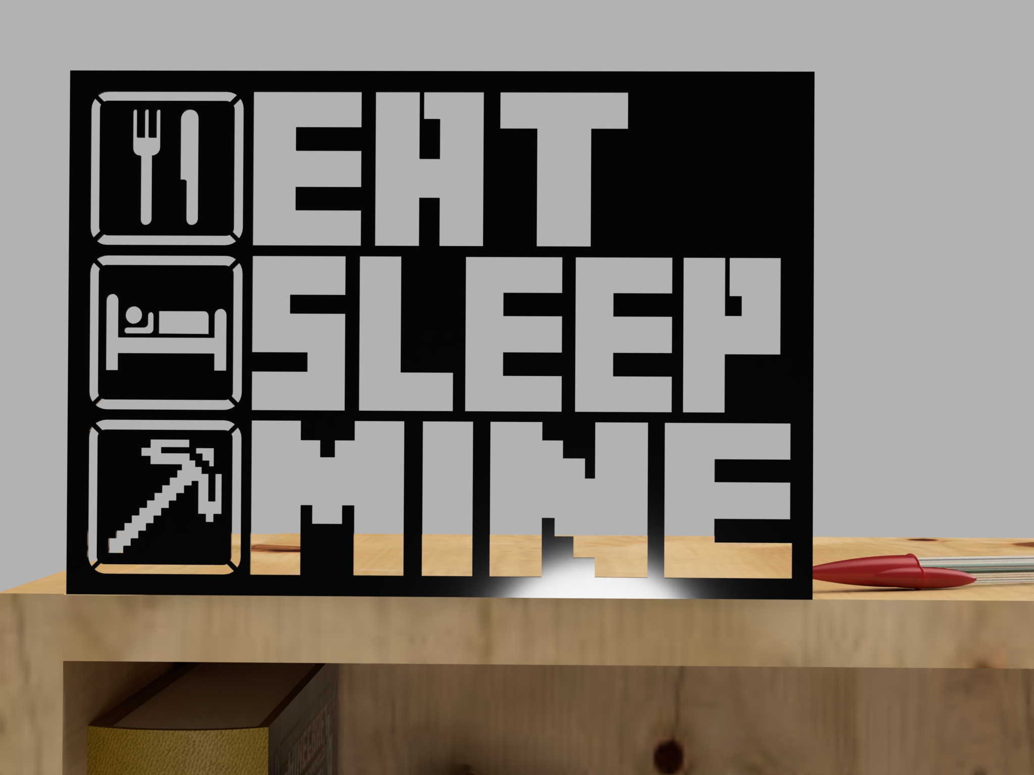 Minecraft Eat, Sleep, Mine sign by Joe | Download free STL model ...