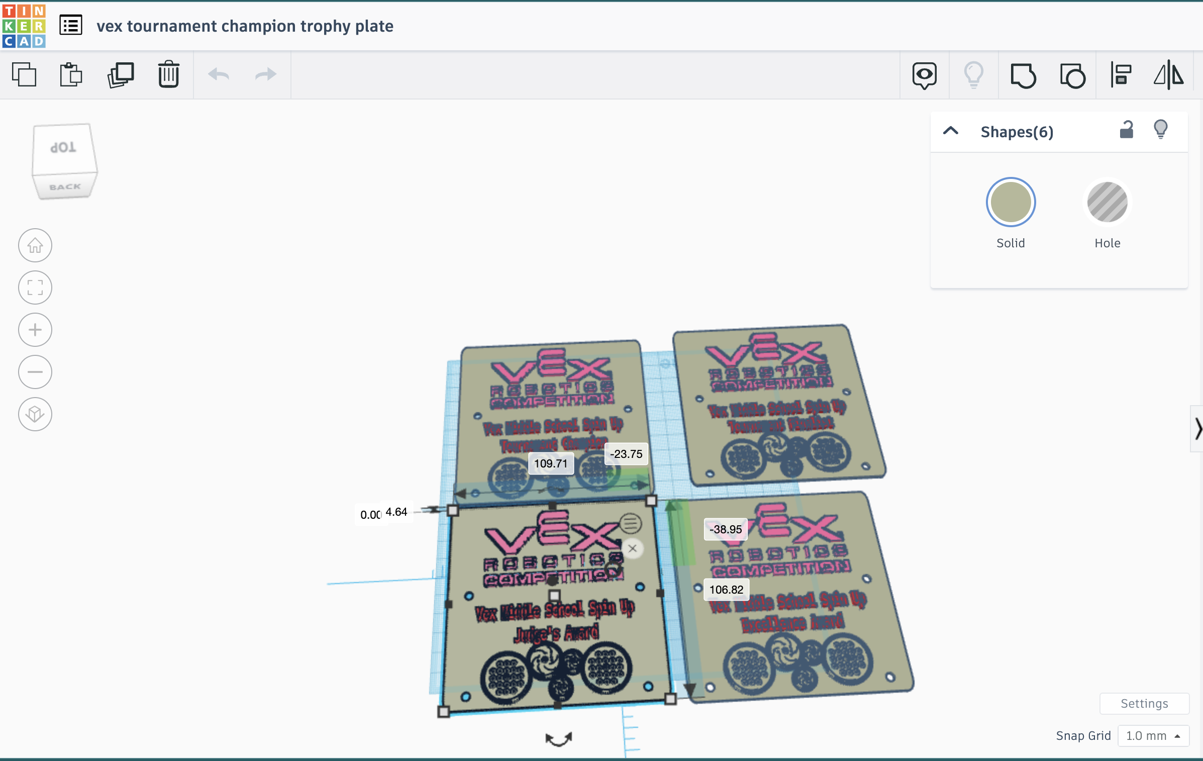 Vex Tournament Trophy Name Plate by maker226 | Download free STL model ...