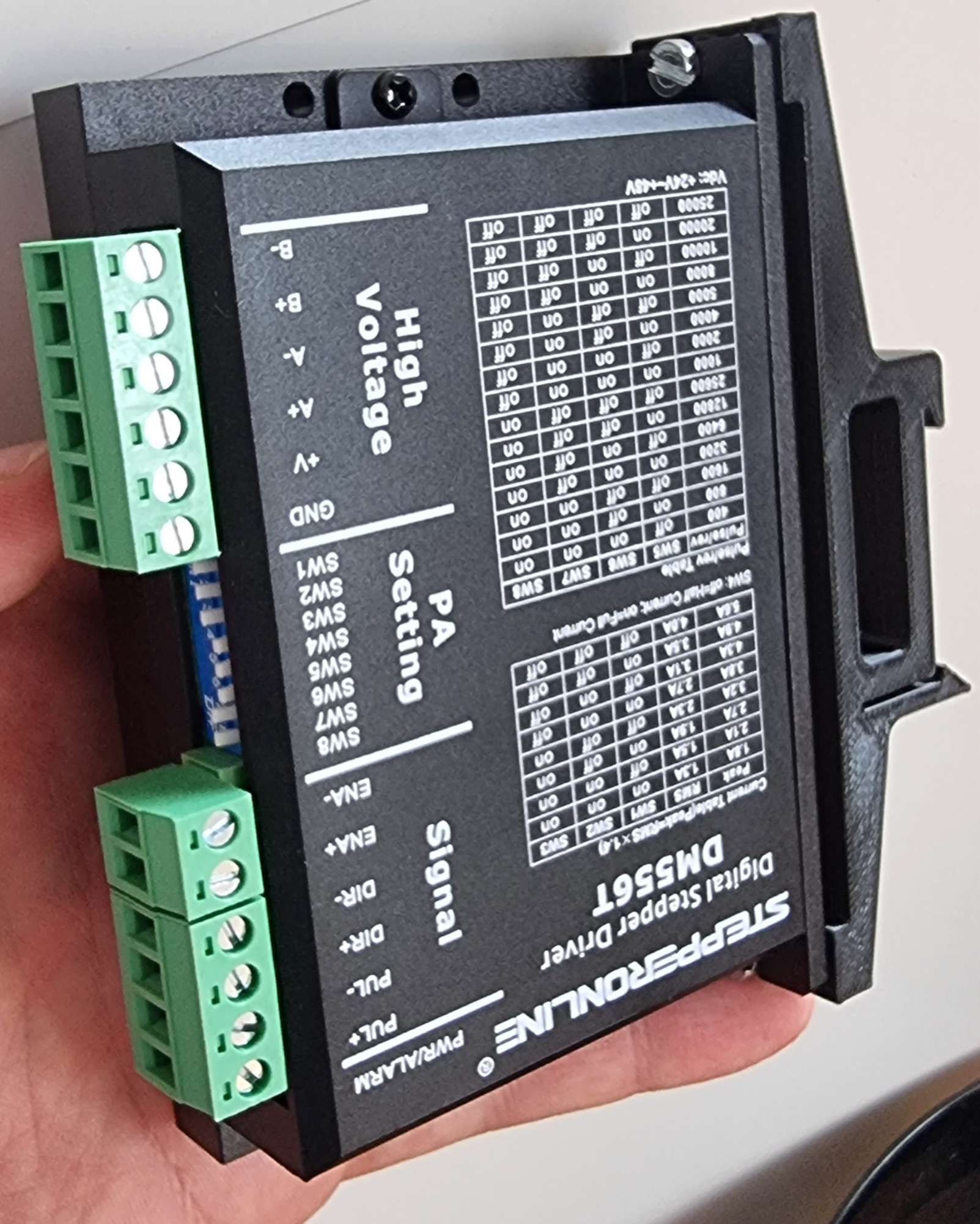 DIN Rail DM542 DM556 CNC stepper driver mount with M4 heat inserts por ...