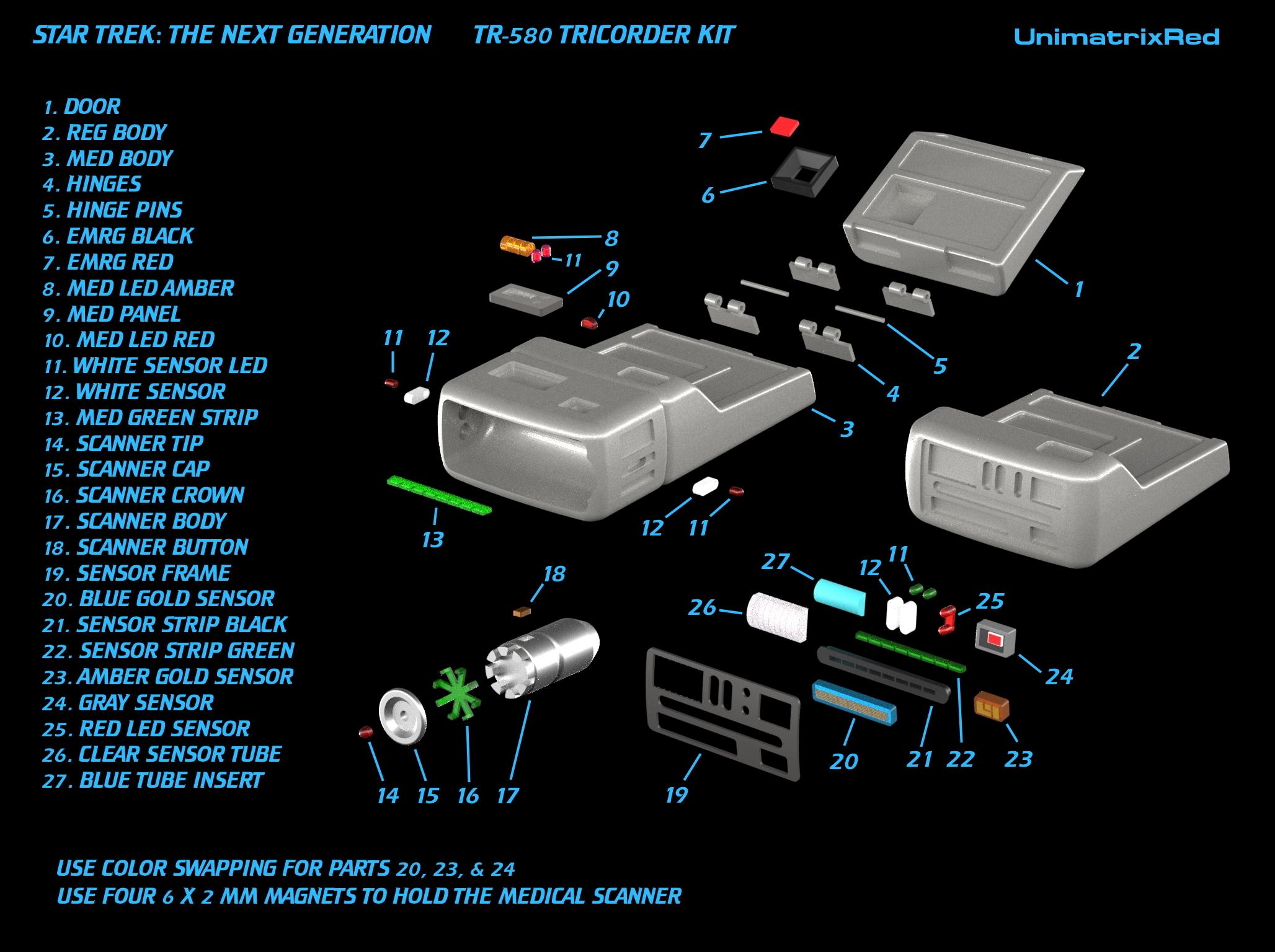 Star Trek TR-580 Tricorder Kit by 𝗨𝗻𝗶𝗺𝗮𝘁𝗿𝗶𝘅𝗥𝗲𝗱🪐🌠 | Download free STL ...