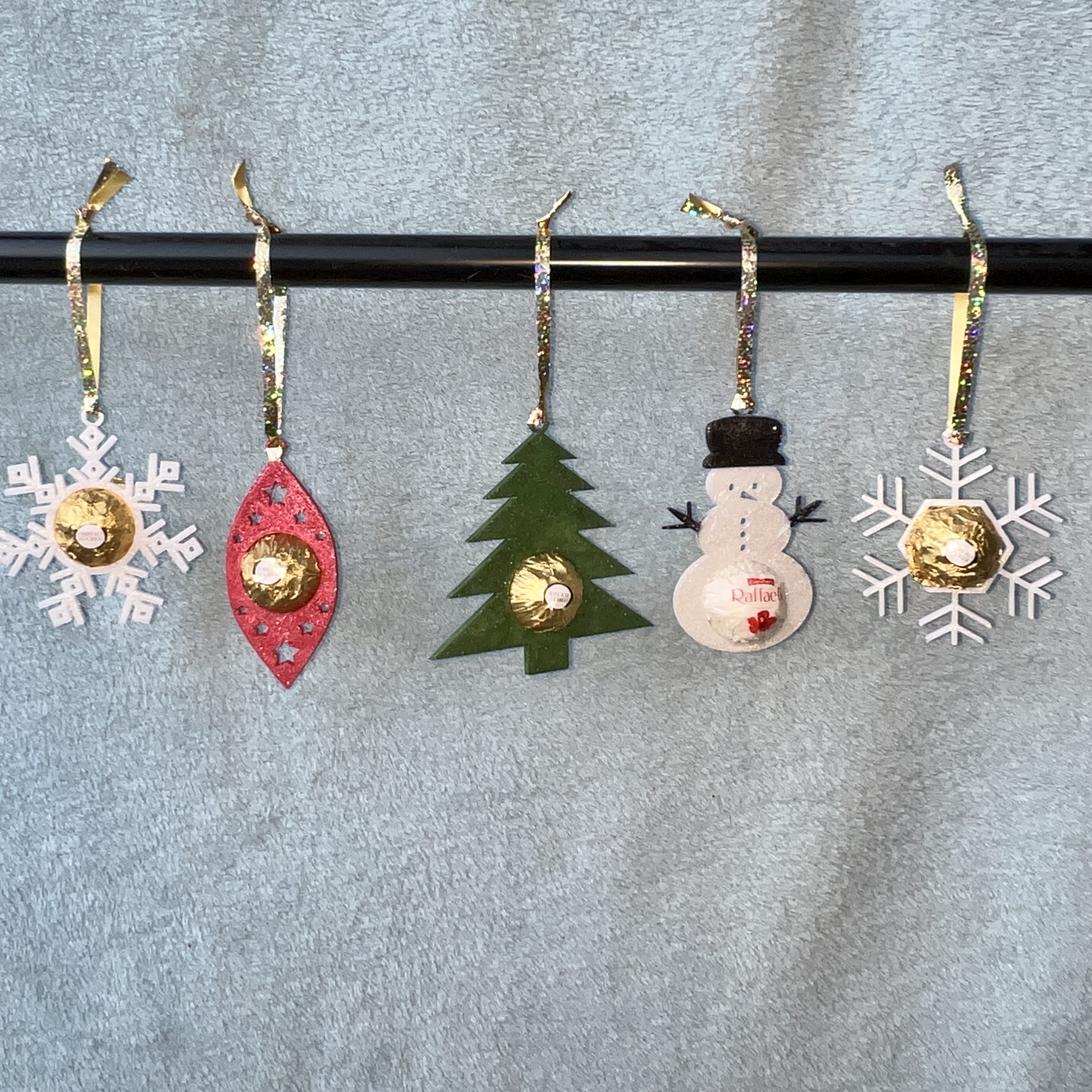 5 Christmas Tree Ornaments holding Ferrero Rocher Chocolate by mystydog ...