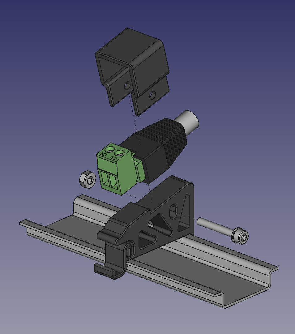 Barrel Jack Adapter DIN-Rail Mount by rahix | Download free STL model ...