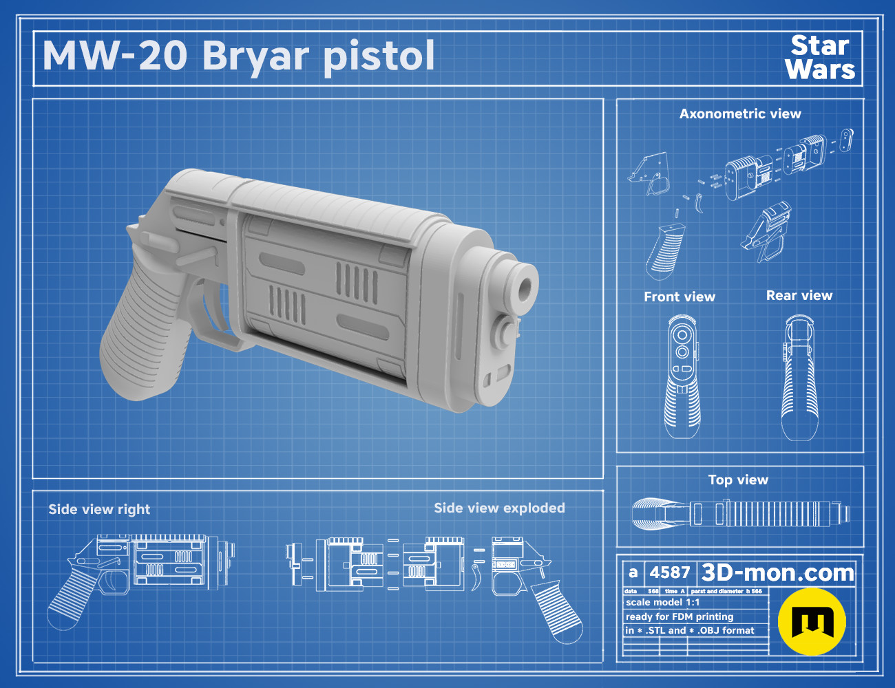 MW-20 Bryar Pistol by 3Demon | Download free STL model | Printables.com