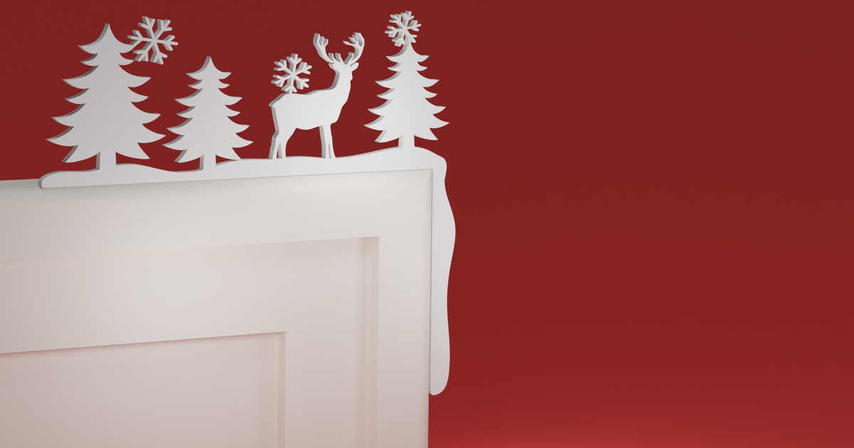 Christmas Door Trim Corner 17 - Deer and Christmas Trees (Christmas ...