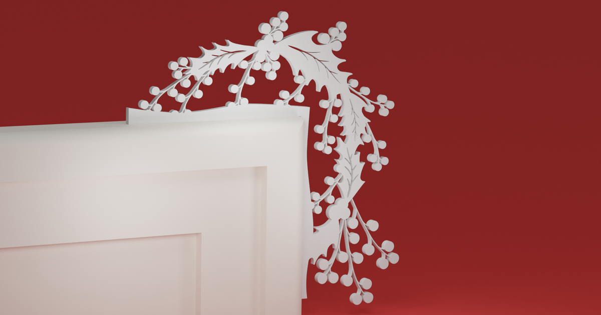 Christmas Door Trim Corner 33 - Holly and Red Berries (Christmas ...