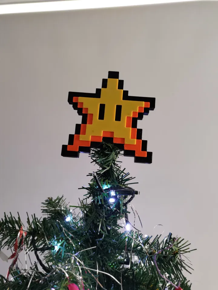 8 bit Super Mario Bros star xmas tree topper by Bridget | Download free ...