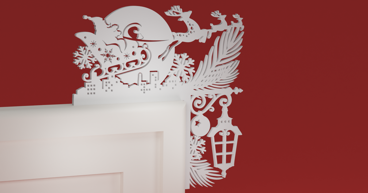 Christmas Door Trim Corner 60 - Santa Sleigh and Reindeer (Christmas ...