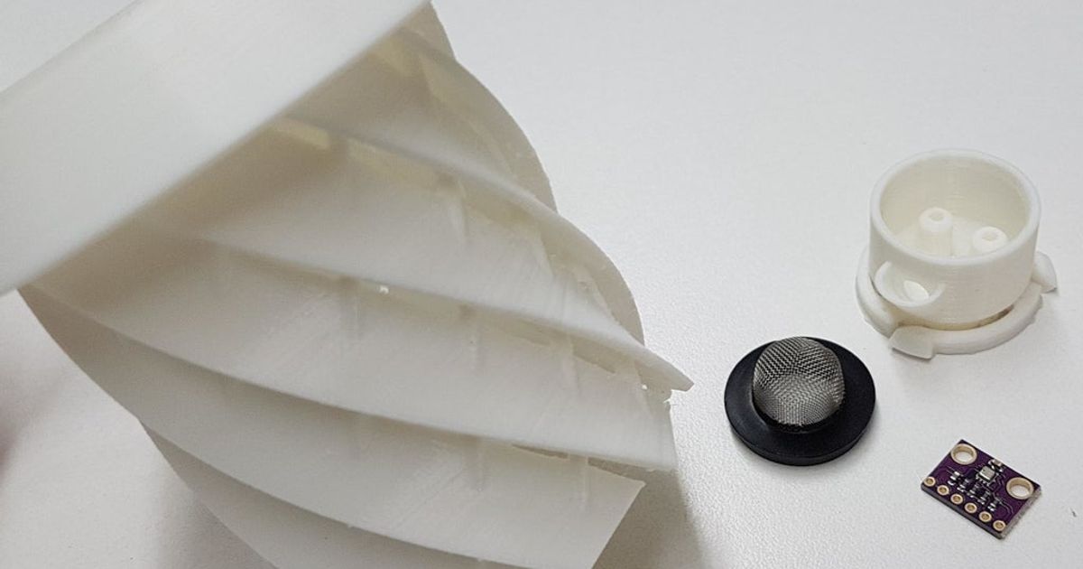 Helical rain/radiation shield for weather sensors with sensor mounting ...