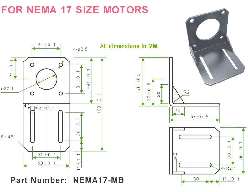 Staffe ad L - Bracket NEMA 17 - NEMA 23 - NEMA 34 by Nanodesigner ...